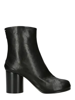 MAISON MARGIELA Leather Tabi Ankle Boots With Block Heel - Black
