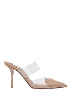 Alaïa Patent Leather Le Coeur Mules Nude