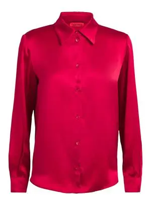 Max & Co. Silk Button-Down Shirt Red