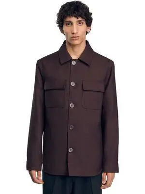 Sandro Buttoned Overshirt Chocolate