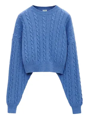 Loewe Wool Cable-Knit Sweater Blue