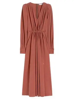 Max Mara Silk Midi Dress - Brown