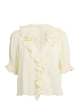DÔEN Dôen Organic Cotton Eyelet Embroidered Blouse Yellow