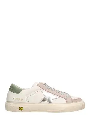 GOLDEN GOOSE Golden Goose May Leather Sneakers Silver