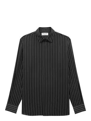 Saint Laurent Silk Pinstripe Shirt - Black