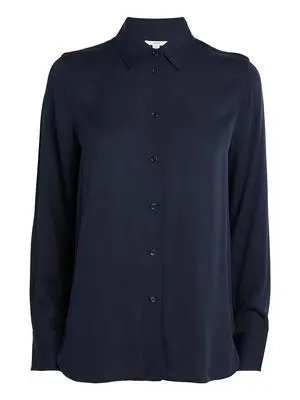 Vince Silk-Blend Slim-Fit Blouse Blue