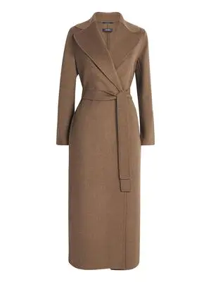 Max Mara Virgin Wool Wrap Coat Brown