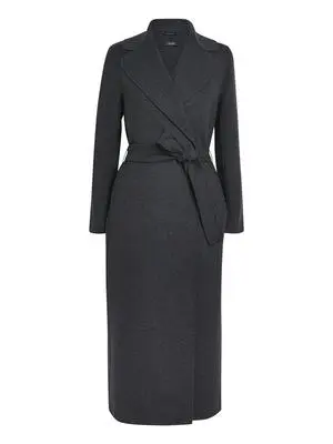 Max Mara Virgin Wool Wrap Coat Grey