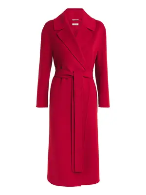 Max Mara Virgin Wool Wrap Coat Red