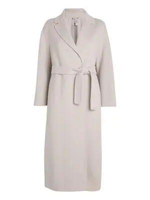 Max Mara Virgin Wool Wrap Coat White