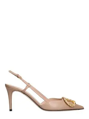 Valentino Garavani Leather Vlogo Slingback Pumps 80 - Pink