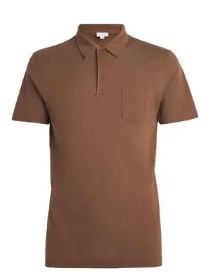 Sunspel Supima Cotton Riviera Polo Shirt Brown