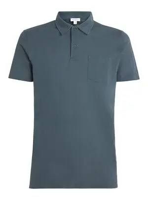 Sunspel Supima Cotton Riviera Polo Shirt Grey