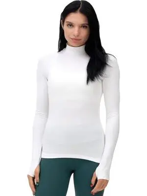 REBODY Cozy Mock Neck Long Sleeve Top - Bone