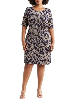 CONNECTED APPAREL Connected Apparel Paisley Print Sheath Dress