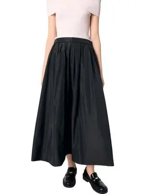 Maje Maxi Skirt With Pleated Details - Black
