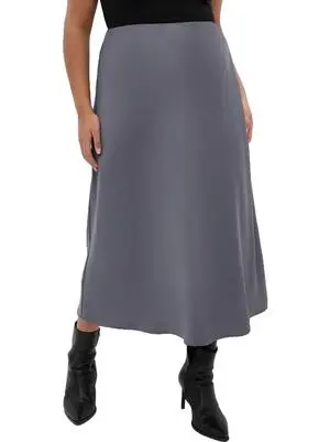 City Chic Miranda Midi Skirt - Slate