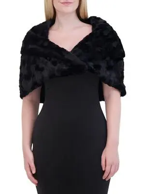 Eliza J Faux Fur Capelet - Black