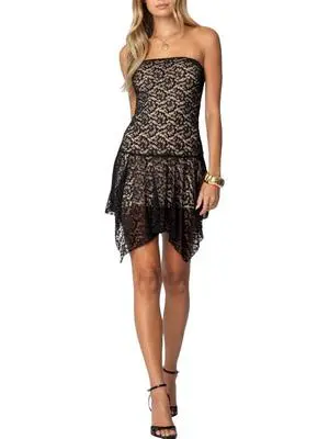EDIKTED Strapless Lace Mini Dress - Black