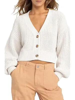 ROXY Roxy Sundaze Washed Cotton Crop Cardigan