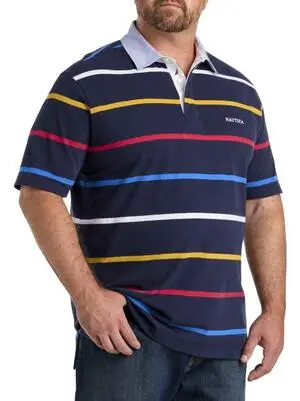 NAUTICA Big & Tall Striped Rugby Polo Shirt - Navy
