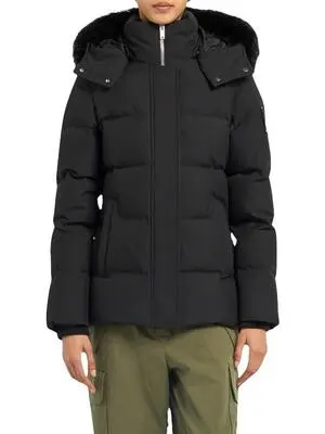 Moose Knuckles Cloud 3q Down Puffer Jacket With Shearling Trim - Black/ Black