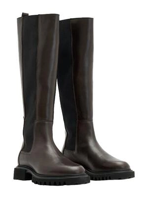 ALLSAINTS Maeve Knee High Boots - Dark Brown