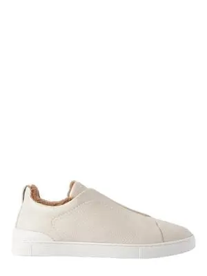 Zegna Triple Stitch™ Shearling-Lined Leather Sneakers Neutrals