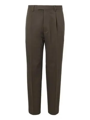 Zegna Straight-leg Pleated Cotton And Wool-blend Twill Trousers - Brown