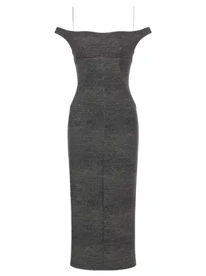 Philosophy Di Lorenzo Serafini Off-shoulder Midi Dress - Grey
