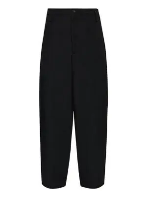 Yohji Yamamoto Wide Leg Wool Trousers - Black