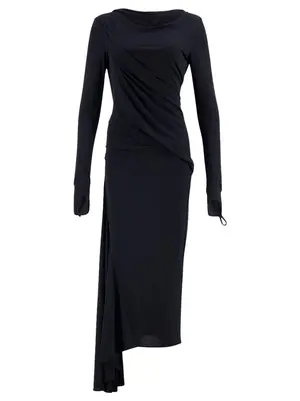 Givenchy Asymmetric Midi Dress - Black