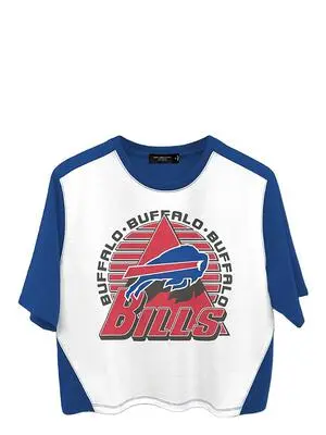 Junk Food Clothing Nfl Buffalo Bills Color Block Crop Tee - White/liberty