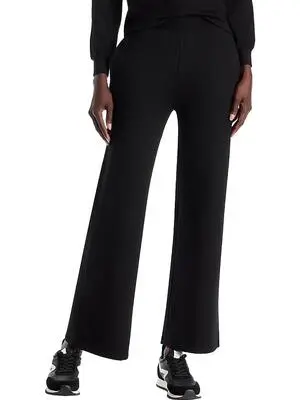 Majestic Filatures Wide Leg Pull-on Pants In Viscose Blend - Noir