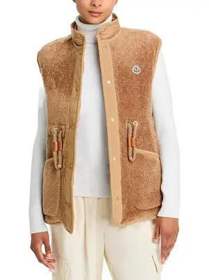 Moncler Bost Teddy Fleece Down Vest - Beige