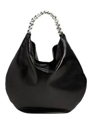 L’ALINGI Large Leather Hobo Bag With Crystal Handle - Black