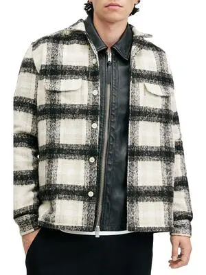 ALLSAINTS Lapse Plaid Fleece Overshirt - Black/grey