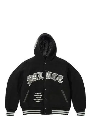 PALACE Hooded Varsity Jacket - Black