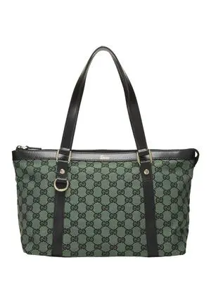 Gucci Original Gg Canvas Abbey Zip Tote Bag - Green