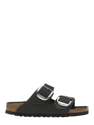 BIRKENSTOCK Arizona Big Buckle Oiled Leather Sandals - Black