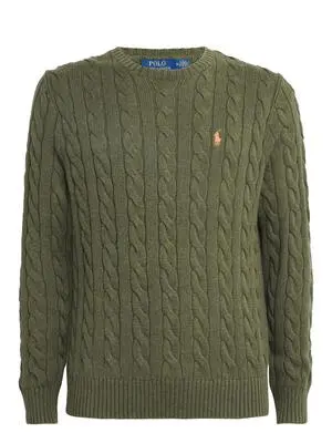 Polo Ralph Lauren Polo Ralph Lauren Cotton Cable Knit Crew Neck Sweater Green