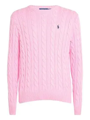 Polo Ralph Lauren Polo Ralph Lauren Cotton Cable Knit Crew Neck Sweater Pink