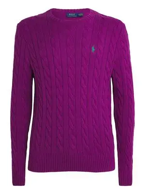 Polo Ralph Lauren Polo Ralph Lauren Cotton Cable Knit Crew Neck Sweater Purple