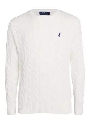 Polo Ralph Lauren Polo Ralph Lauren Cotton Cable Knit Crew Neck Sweater White