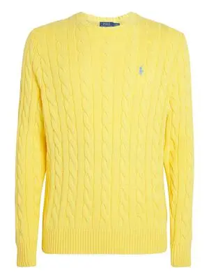 Polo Ralph Lauren Polo Ralph Lauren Cotton Cable Knit Crew Neck Sweater Yellow