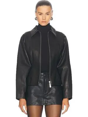 THE SEI Fitted Leather Jacket - Black