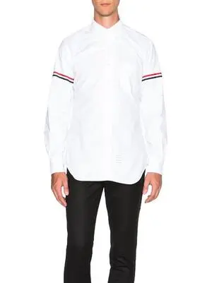 Thom Browne Classic Button Down With Grosgrain Armbands - White