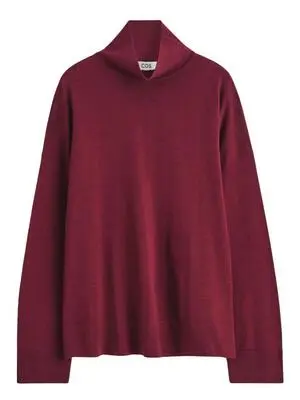 Cos Merino Wool Turtleneck Jumper Red