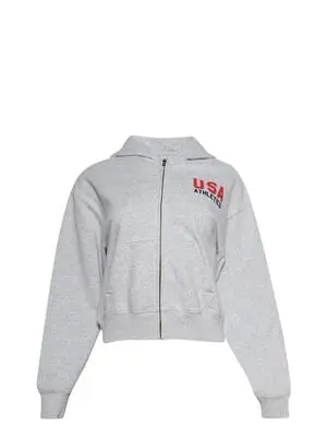 SPORTY & RICH Usa Athletics Cropped Zip Hoodie - Grey