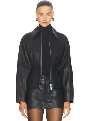 THE SEI Fitted Leather Jacket - Black
